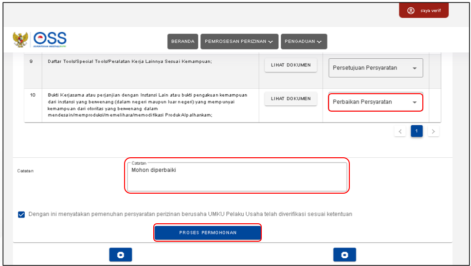 OSS RBA - Pemrosesan Verifikasi Sertifikat Standar oleh Kementerian/Lembaga