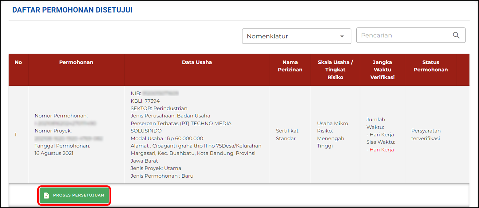 OSS RBA - Pemrosesan Verifikasi Sertifikat Standar oleh Kementerian/Lembaga